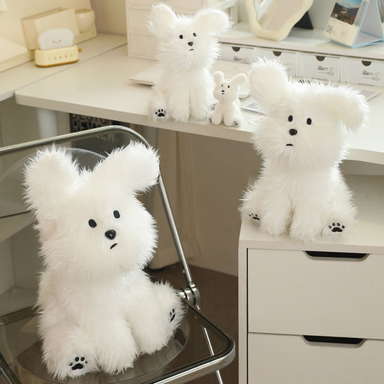 Fluffy White Dog Plush Toy – Toy Triver