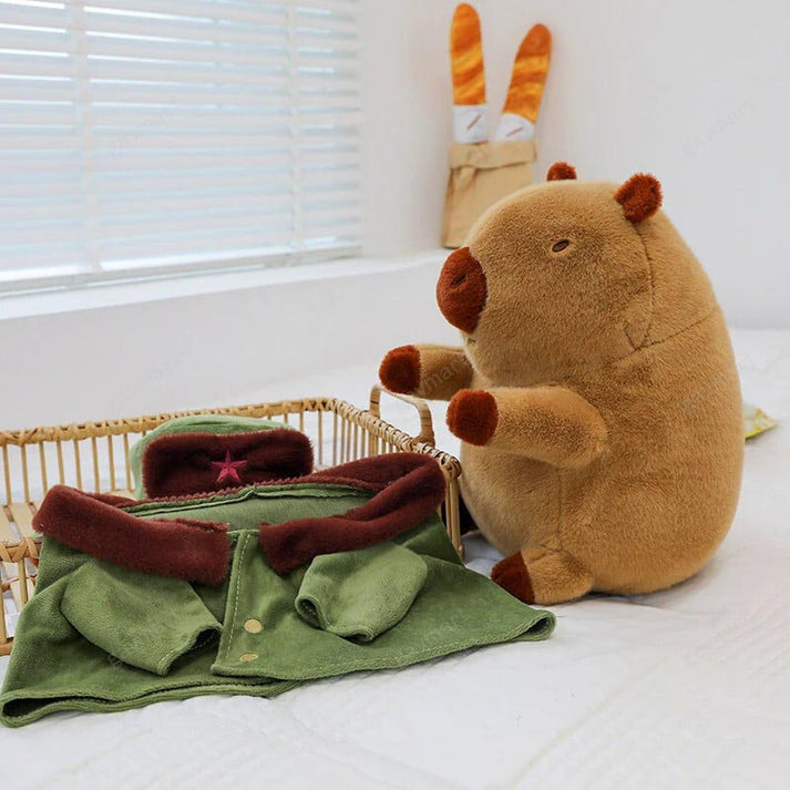 Funny Capybara Wearing Military Uniform Plush Toy | Soft & Adorable ...