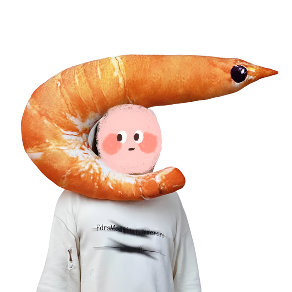 Funny Shrimp Plush Pillow – Soft, Quirky & Huggable Seafood Cushion ...