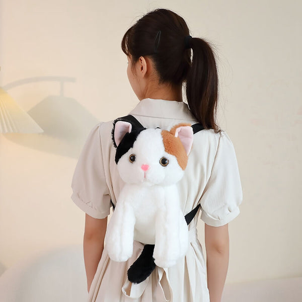 Fluffy Calico Cat Backpack Plush Bag – Toy Triver
