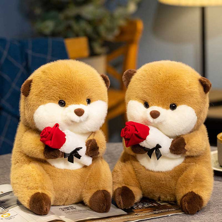 Kawaii Capybara Plush Toy with Red Rose – Toy Triver