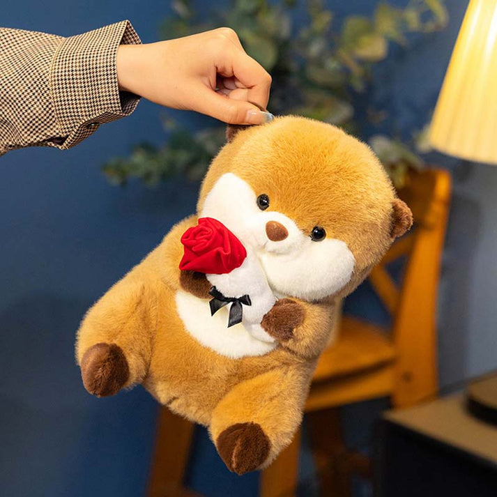 Kawaii Capybara Plush Toy with Red Rose – Toy Triver