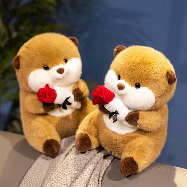 Kawaii Capybara Plush Toy with Red Rose – Toy Triver