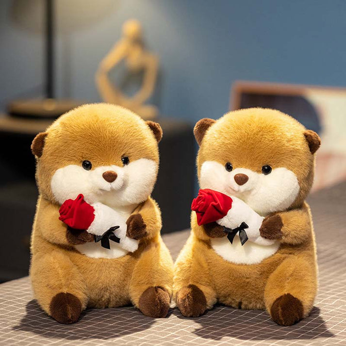 Kawaii Capybara Plush Toy with Red Rose – Toy Triver