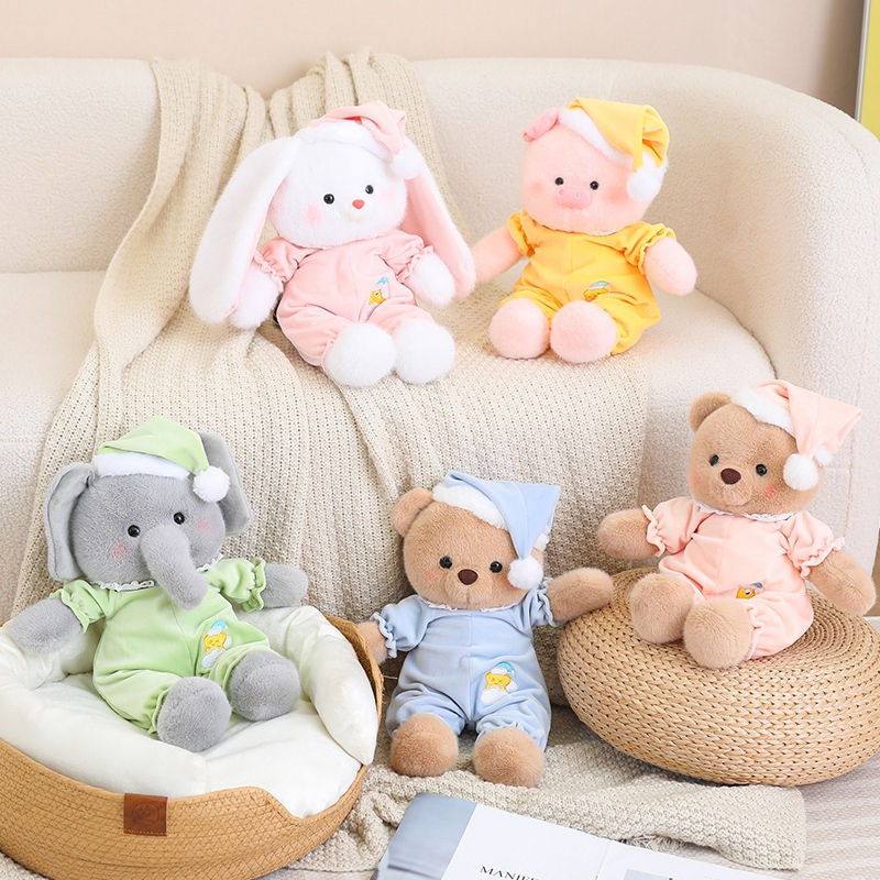 Kawaii Teddy Bear Bunny Elephant Pig with Pajamas Plush Toy – Toy Triver