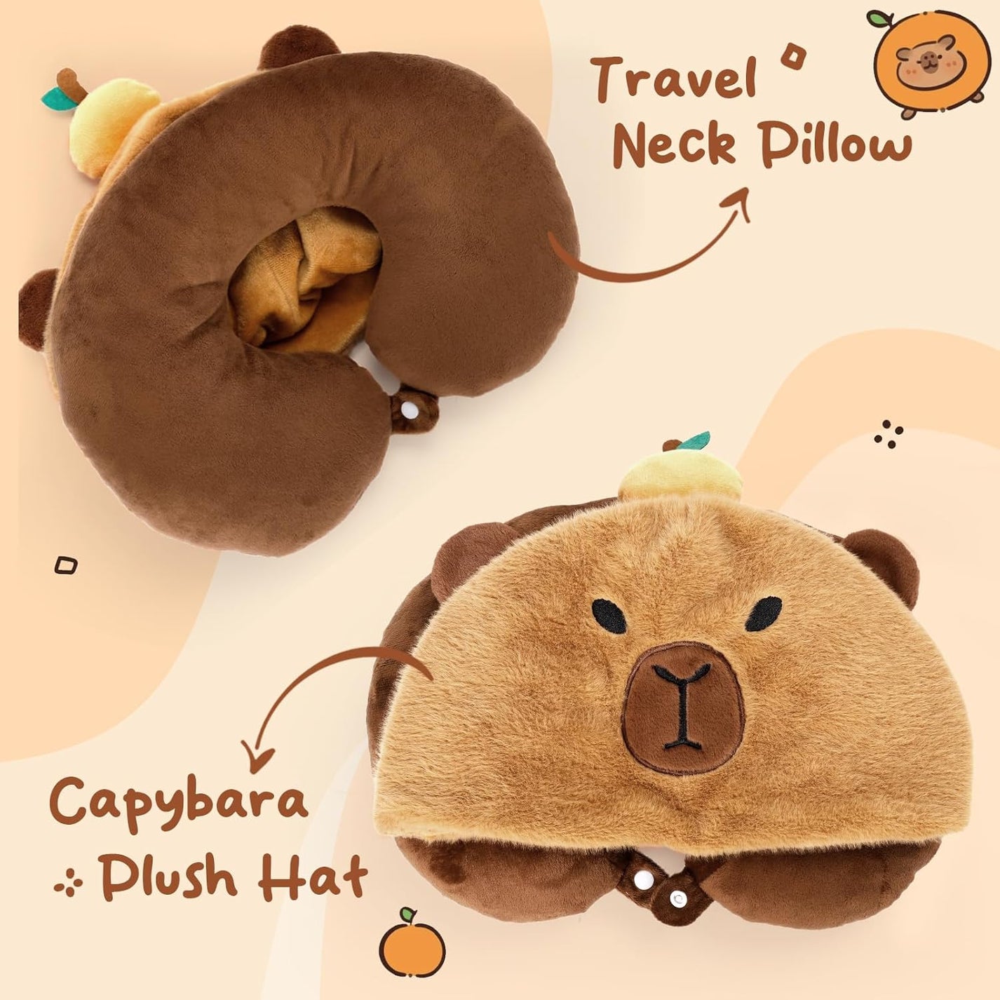Kawaii U-Shaped Capybara Travel Neck Pillow Plush – Toy Triver