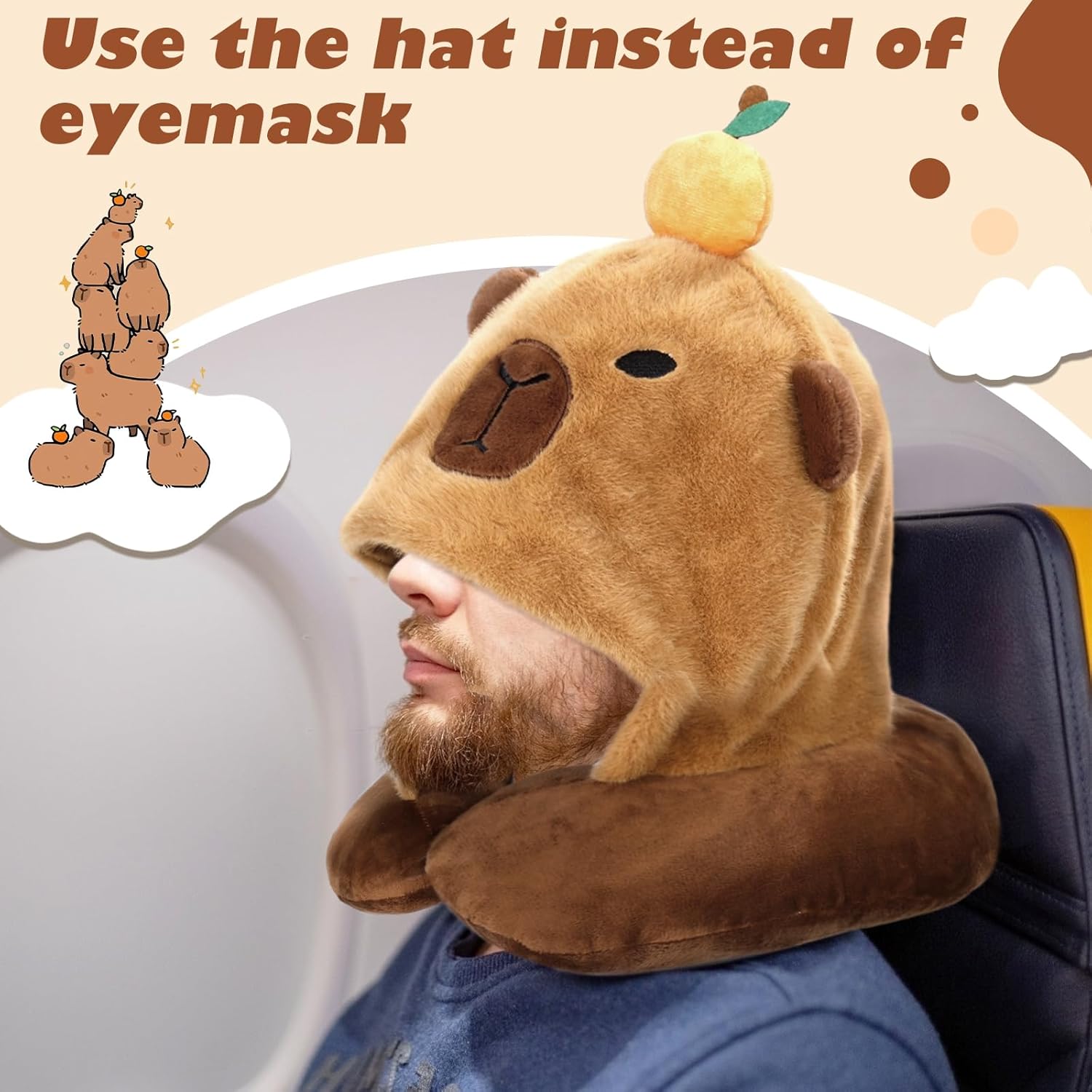 Kawaii U-Shaped Capybara Travel Neck Pillow Plush – Toy Triver