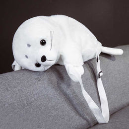 Kawaii White Seal Backpack Plush Bag – Toy Triver