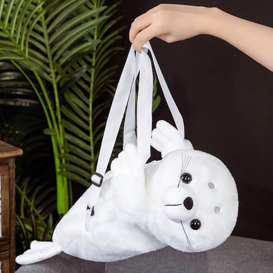 Kawaii White Seal Backpack Plush Bag – Toy Triver