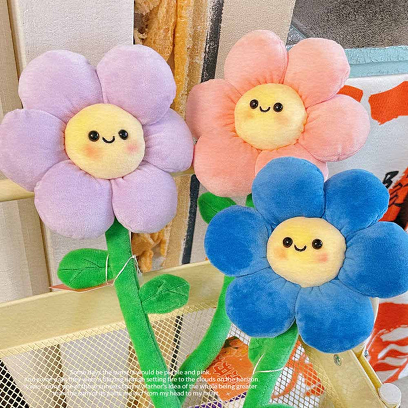Cute Daisy Flower Plush With Smiling Happy Face – Toy Triver